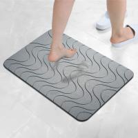 China Silica gel mud floor mat, cross-border solid color striped Nordic bathroom floor mat, household water-absorbing anti-slip easy-to-clean foot mat for sale