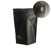 China Black 100% Recyclable Stand Up Pouches Resealable Coffee Bags with Valve 150mic for sale