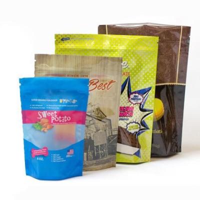 China Custom Printed Stand Up Pet Food Pouches 150mic Recyclable Bags with Valve for sale