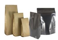 China Biodegradable Flat Bottom Ziplock Coffee Bags 150microns Compostable Custom Pouches for sale