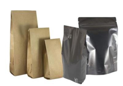 China Biodegradable Flat Bottom Ziplock Coffee Bags 150microns Compostable Custom Pouches for sale
