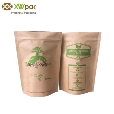 China Custom Kraft Paper Stand Up Zipper Bags 150 Micron Reclosable Smell Proof for sale