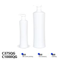 China Custom Logo 350ml 1000ml Shampoo Packaging Bottle Round Hdpe Pump Bottle for sale
