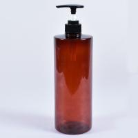 China Sealing Type 1000ml Amber Plastic Pump Bottles PET Lotion Bottle Screen Printing for sale