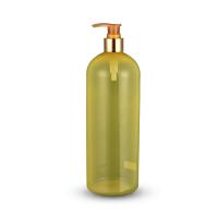 China Leakproof 1L Shampoo Bottle Boston Round PET Foaming Bottle With Pump for sale