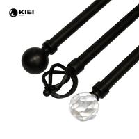 China 28mm Metal Curtain Pole With Birdgage Finials Extendable From 28-120 Inch Black Color for sale