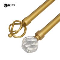China Light Gold Color 28mm  Metal Curtain Pole With Birdgage Finials Extendable From 28-120 Inch for sale