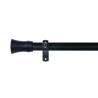 China Black metal 1.6 mm pipe curtain rod with cylinder finial for living room for sale