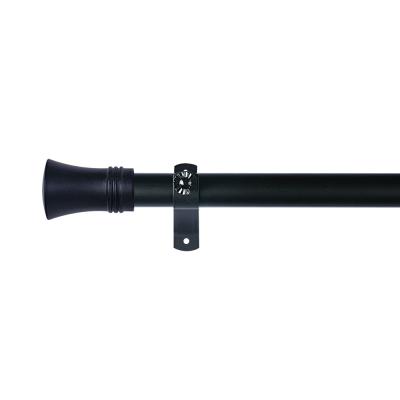 China Black metal 1.6 mm pipe curtain rod with cylinder finial for living room for sale