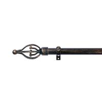 China 25/28mm diameter Metal black multi-beads Customized curtain rods finials single bracket for sale