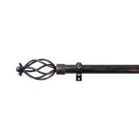 China 25/28mm diameter Metal black crownshape custom curtain rod finials single bracket for sale
