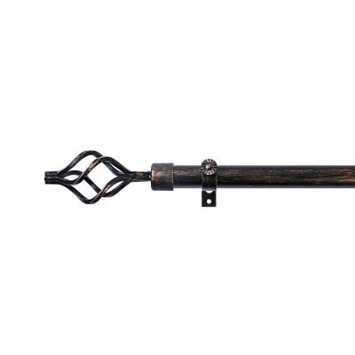 China 28mm Iron black sweep copper custom curtain rod finials single bracket for sale