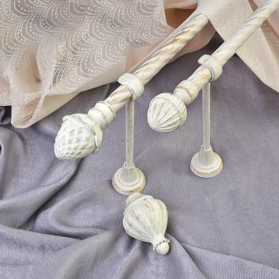 China Easy Installing Metal Curtain Rod White Gold Finial For Gift Shop for sale