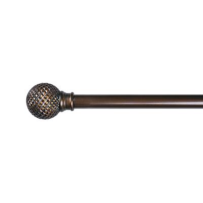 China 25MM Resin And Coffee Color Curtain Rod Set With Metal Iron Curtain Poles for sale