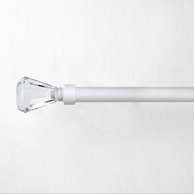 China 28MM Crystal Curtain Finial Matte White Color Iron Curtain Pole Set For Home Decor for sale