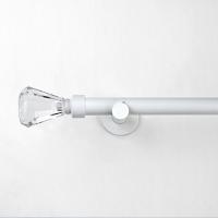 China 28MM Crystal Curtain Finial Matte White Color Iron Curtain Pole Set For Home Decor for sale