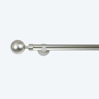China Matte Nickel Ribbed Ball Finial 25mm Pipe Curtain Rods For Window Decoration for sale
