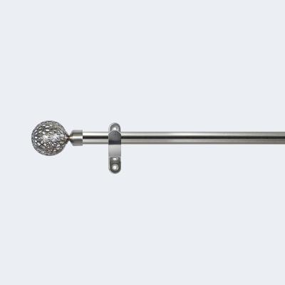 China Single Electroplated Curtain Rods Set With Iron Bracket 25MM Finials for sale