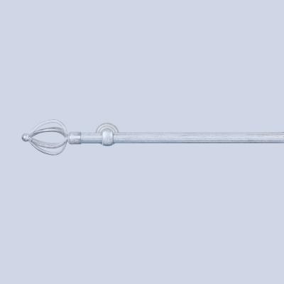 China White Sliver 19mm Iron Curtain Rod Set Windows Steel Curtain Pole for sale