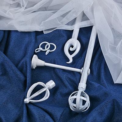 China 19MM Flaming Finial White And Silver Iron Material Curtain Rod Set Curtain Accessories Window Decoration for sale