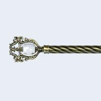 China 28mm magic mirror-shape crystal luxury curtain rod finials Custom curtain rod set double bracket for sale