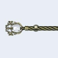China 28mm magic mirror-shape crystal luxury curtain rod finials Custom curtain rod set double bracket for sale