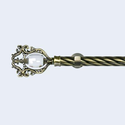 China 28mm magic mirror-shape crystal luxury curtain rod finials Custom curtain rod set double bracket for sale