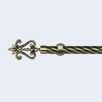 China Anti-Brass Beaded Flower Finial 28mm 3m Twisted Curtain Pipe With Single Bracket for sale
