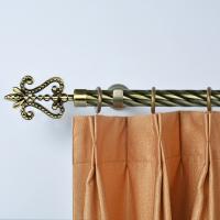 China Anti-Brass Beaded Flower Finial 28mm 3m Twisted Curtain Pipe With Single Bracket for sale