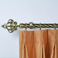China 25mm Anti-Brass Aluminum Crown Finial Iron Twisted Pipe Curtain Rod Set With Accessories for sale