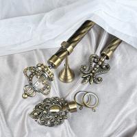 China 25mm Anti-Brass Aluminum Crown Finial Iron Twisted Pipe Curtain Rod Set With Accessories for sale