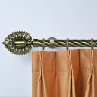 China Anti-Brass 28mm Peacock Tail Finial 6m Iron Curtain Pole With Whole Set Accessories for sale