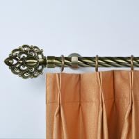 China Anti-Brass 25MM Peacock Flower Finial 2-Meter Iron Twisted Curtain rod With double bracket for sale