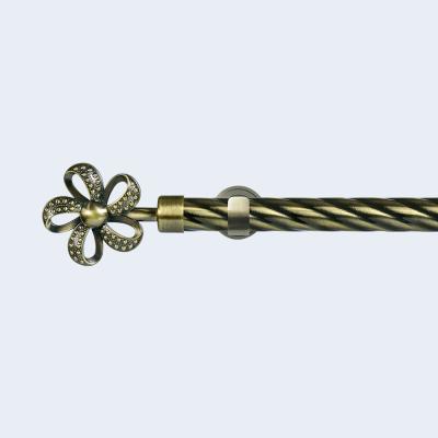 China Anti-Brass Beaded Flower Finial Iron Material 3-Meter Twisted Curtain Rod With Accessories for sale