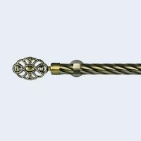 China Aluminum Oval-Shaped Finial Anti-Brass Color 3m Iron Pole Curtain Rod With Single Bracket for sale