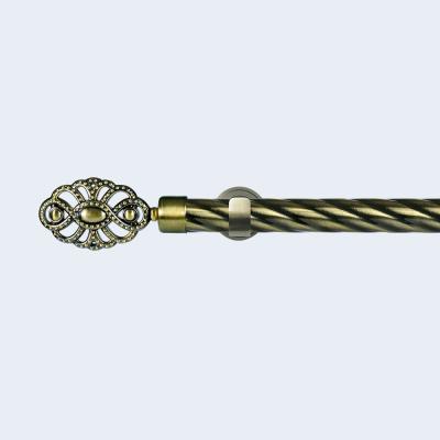 China Aluminum Oval-Shaped Finial Anti-Brass Color 3m Iron Pole Curtain Rod With Single Bracket for sale