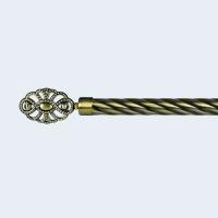 China Aluminum Oval-Shaped Finial Anti-Brass Color 3m Iron Pole Curtain Rod With Single Bracket for sale