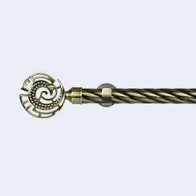 China Anti-Brass 28mm Taji Shape Finial 3-Meter Twisted Pipe Curtain Rod With Double Bracket for sale
