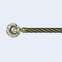 China Anti-Brass 28mm Taji Shape Finial 3-Meter Twisted Pipe Curtain Rod With Double Bracket for sale