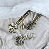China Anti-Brass Beaded Flower Finial Iron Material 3-Meter Twisted Curtain Rod With Accessories for sale