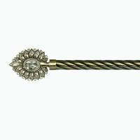 China 28MM Diamond Peacock shape Finial Anti-Brass color 6M Curtain Pole With Single Bracket Bedroom Decor for sale