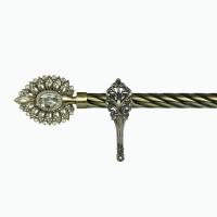 China 28MM Diamond Peacock shape Finial Anti-Brass color 6M Curtain Pole With Single Bracket Bedroom Decor for sale