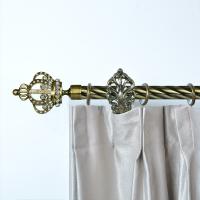 China 28MM Crown Design Curtain Finial Anti- Brass Color Iron Material 6 Meter Twisted Pipe With Accessories for sale