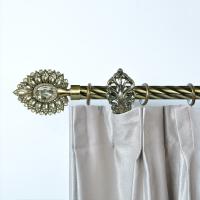 China 28MM Diamond Peacock shape Finial Anti-Brass color 6M Curtain Pole With Single Bracket Bedroom Decor for sale