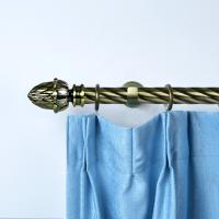 China Classical Design Antique Brass Plastic Engraved Curtain Headers With Twisted Curtain Rod Set for sale
