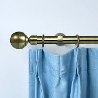 China 28MM Ball Shape Curtain Finial Anti-Brass color 6M Curtain Pole With Single Bracket Bedroom Decoration for sale