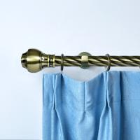China Antique Brass Twisted Iron Curtain Rod Set Single Bracket For Living Room Decor for sale