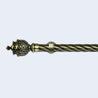 China Electroplated 25mm 5m Curtain Rod Set With Accessories Antique Brass Double Bracket For Interior Decoration for sale