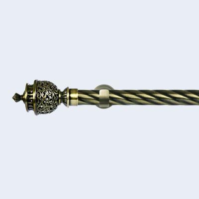 China Electroplated 25mm 5m Curtain Rod Set With Accessories Antique Brass Double Bracket For Interior Decoration for sale
