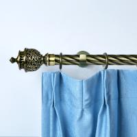 China Electroplated 25mm 5m Curtain Rod Set With Accessories Antique Brass Double Bracket For Interior Decoration for sale